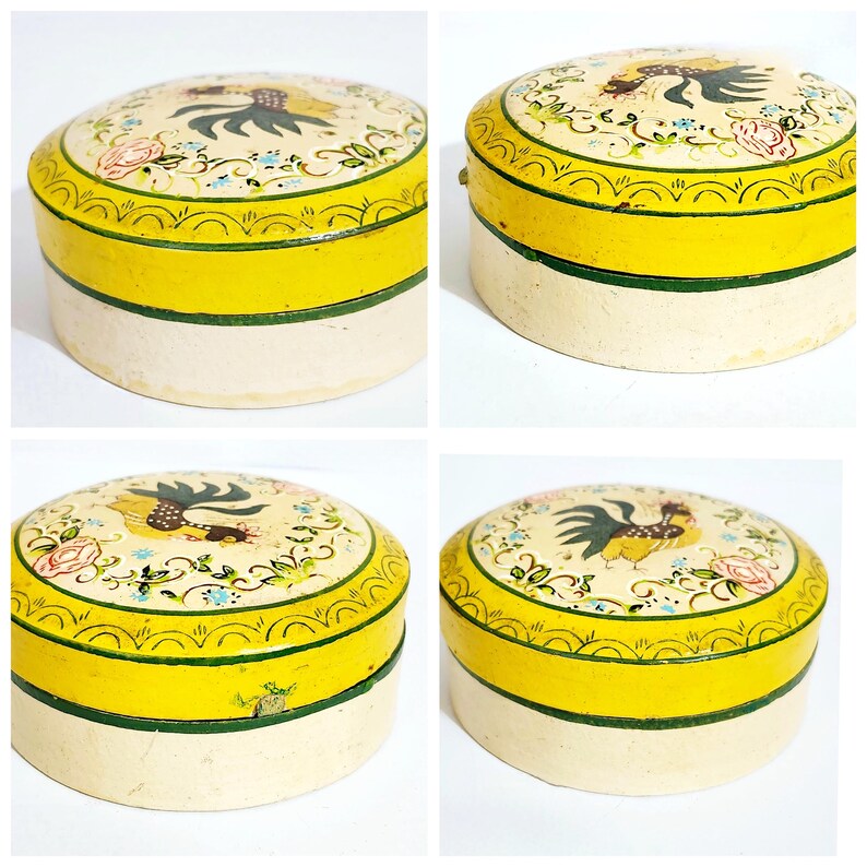 Vintage Rooster Coasters Set: Hand Painted Japanese Toleware Paper ...