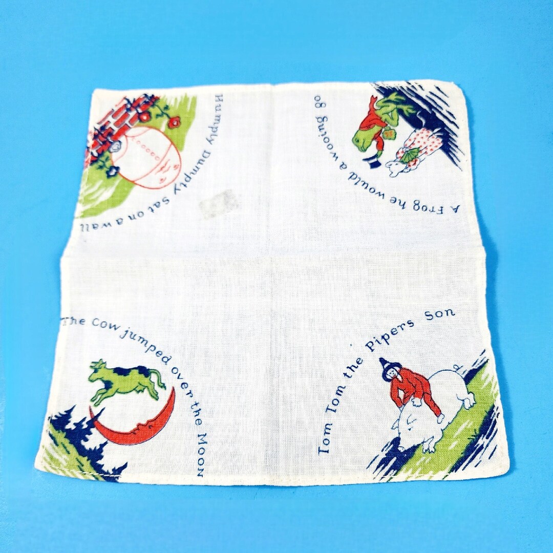 40's Childs Handkerchief With Nursery Rhymes Vintage 60's 70's - Etsy
