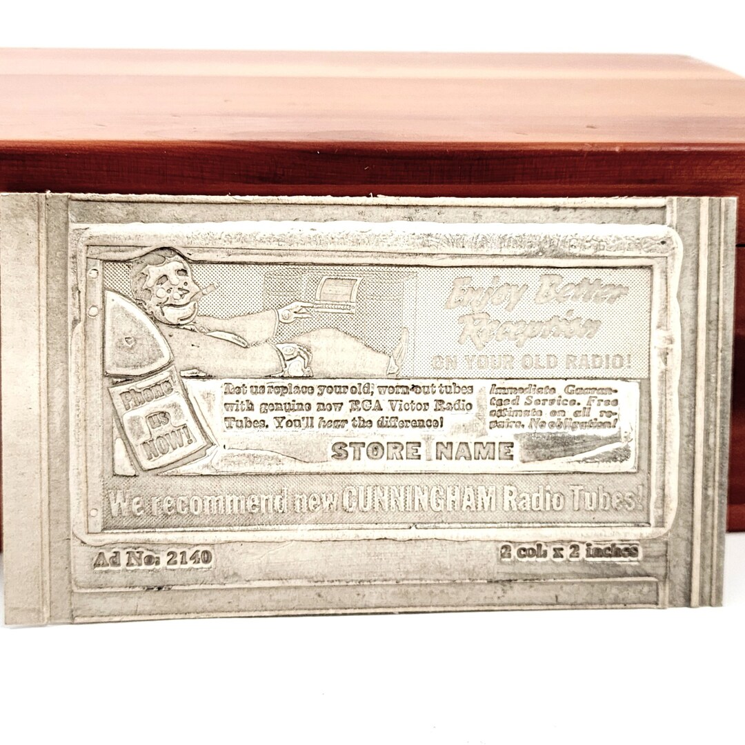 Cunningham Radio Tubes Advertising Paper Mache Flong for Newspaper ...