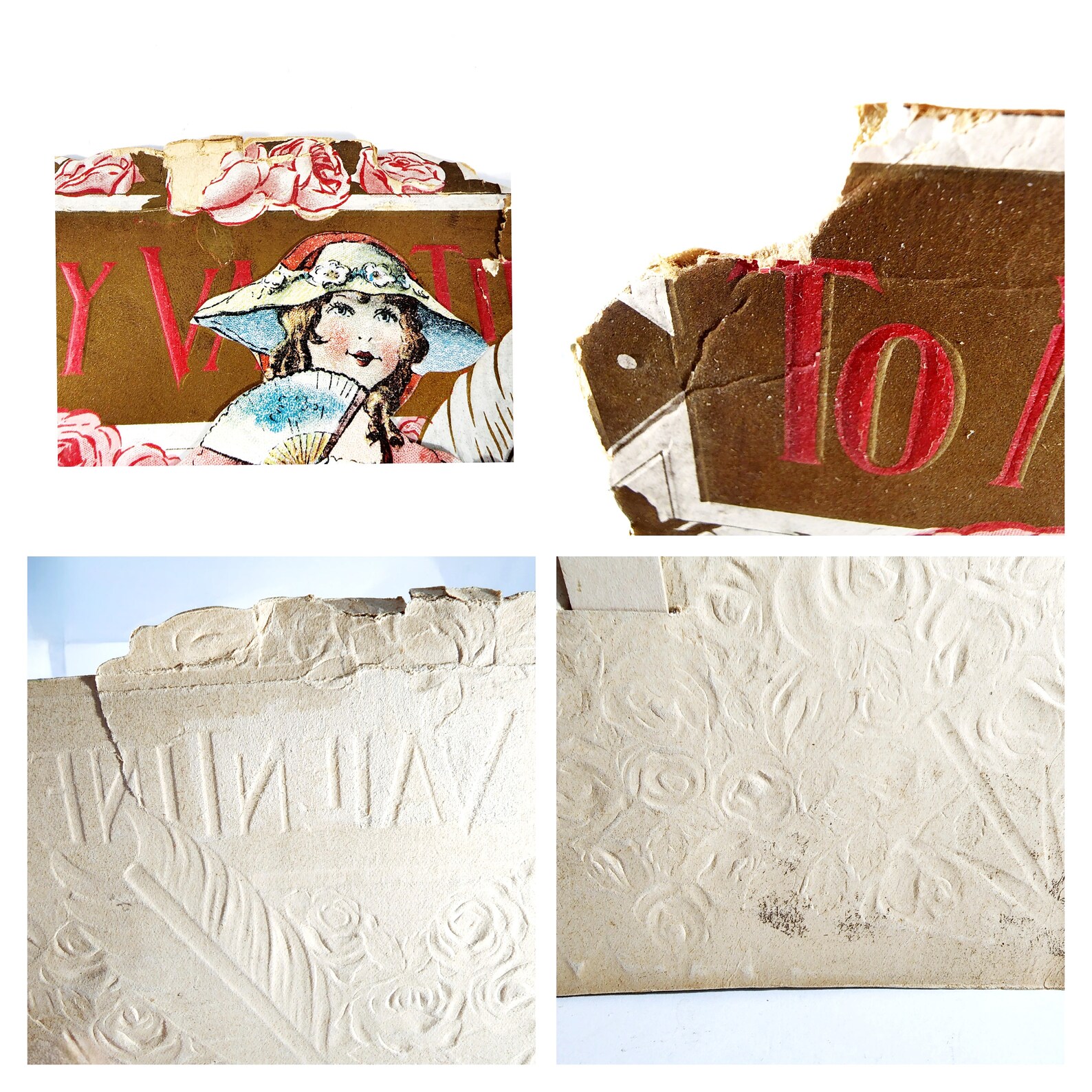 Antique Large Foldout Valentine With Crete Paper & Cupid 11 - Etsy