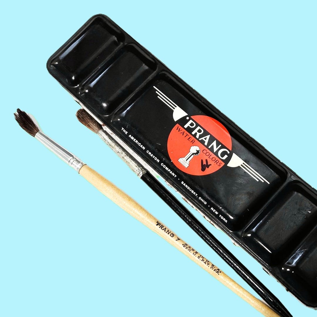 Vintage Prang 8 Color Watercolor Set With 2 Brushes | 20s-50s American ...