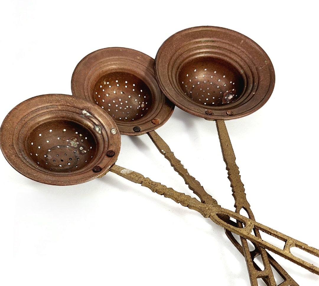 Set of 3 Vintage Copper Plated Ladle Strainers With Long Handles - Etsy
