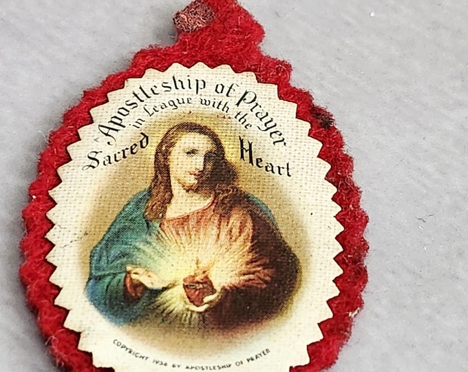 Antique 1936 Sacred Heart of Jesus Felt Badge | Apostleship of Prayer ...