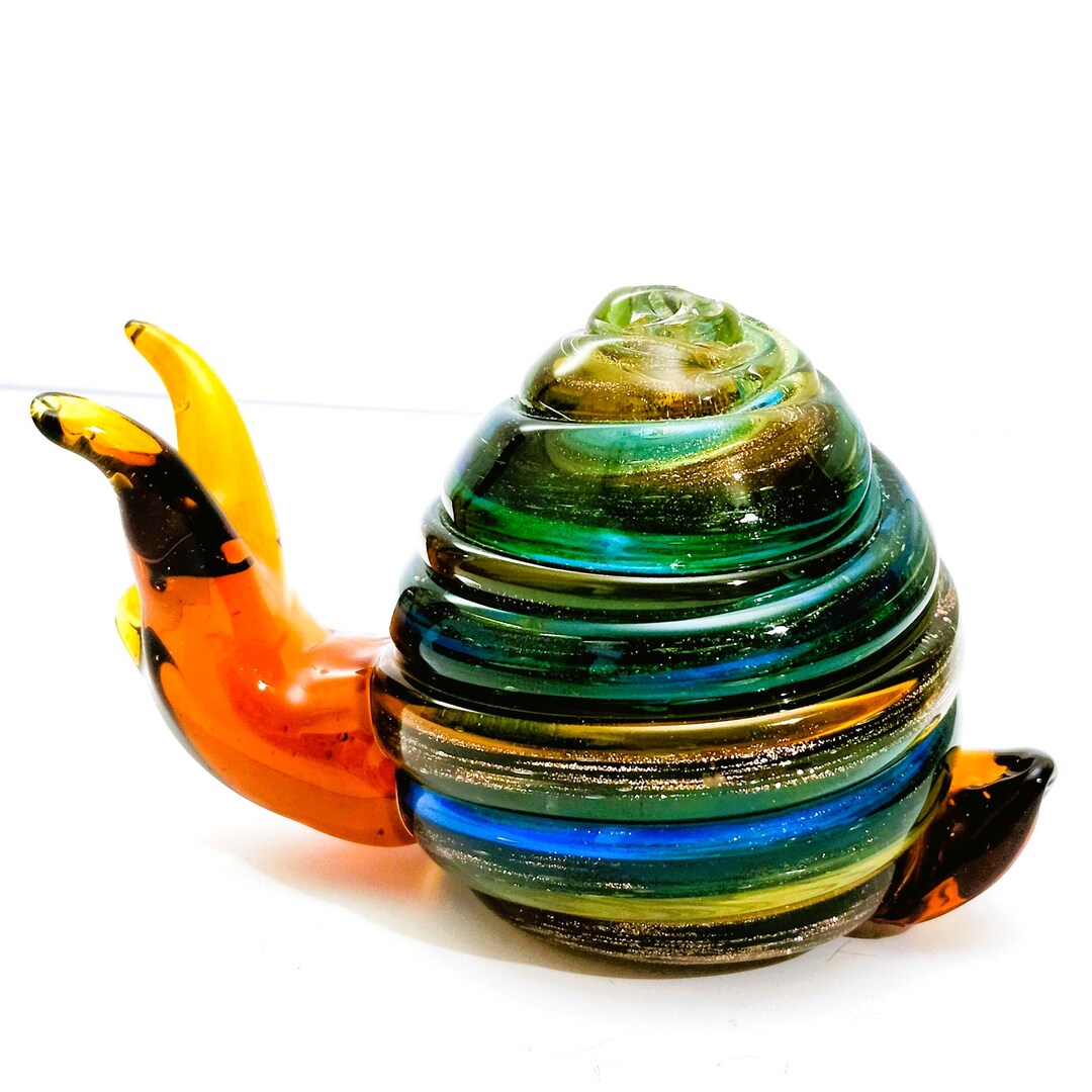 Art Glass Snail Paperweight With Glitter Glass Vintage 70s to 90s - Etsy