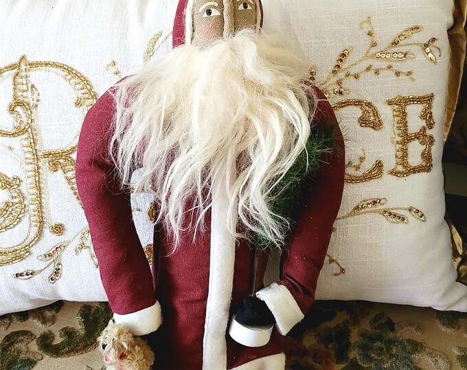 Vintage Folk Art Cloth Santa Doll Primitive Holiday Decor - Etsy