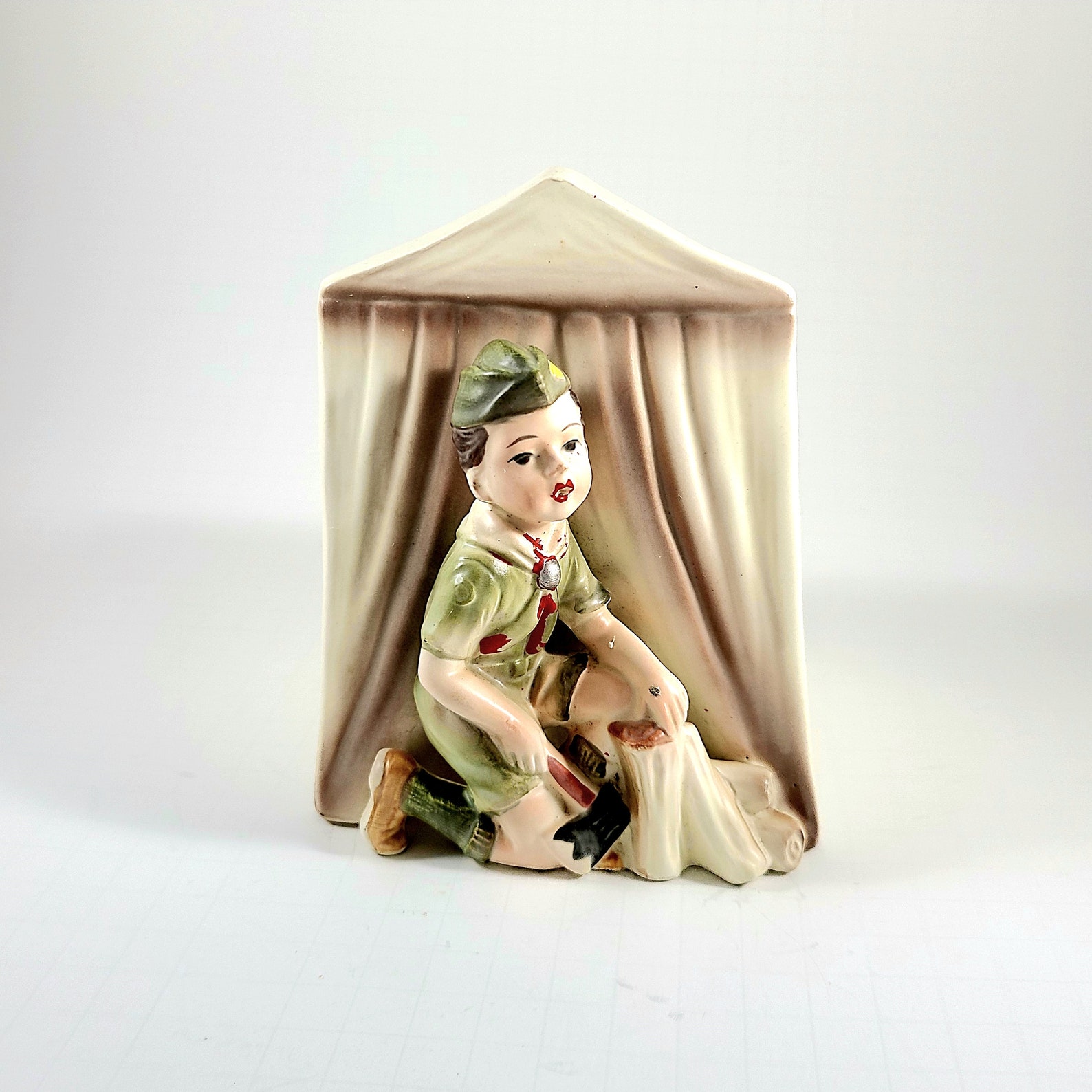 Relpo Ceramic Planter Boy Scout and Tent Vintage 50s - Etsy
