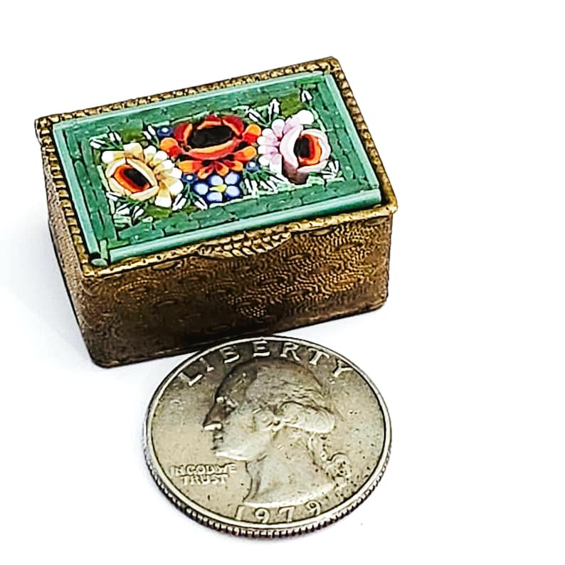 Micro Mosaic Pill Box: Italian Floral Hinged Snuff Box Vintage 1920 to ...