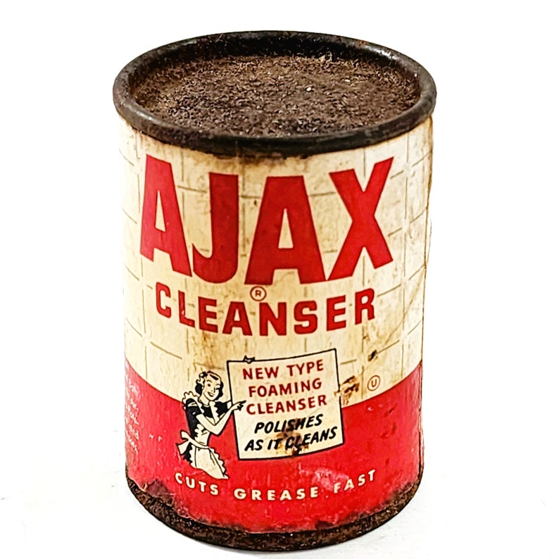 Vintage Ajax Cleanser Tin: Salesman Sample, 2 Oz, Palmolive Colgate ...