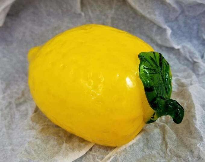 Vintage Blown Lemon With Applied Stem From 50s to 60s, Dimpled Glass ...