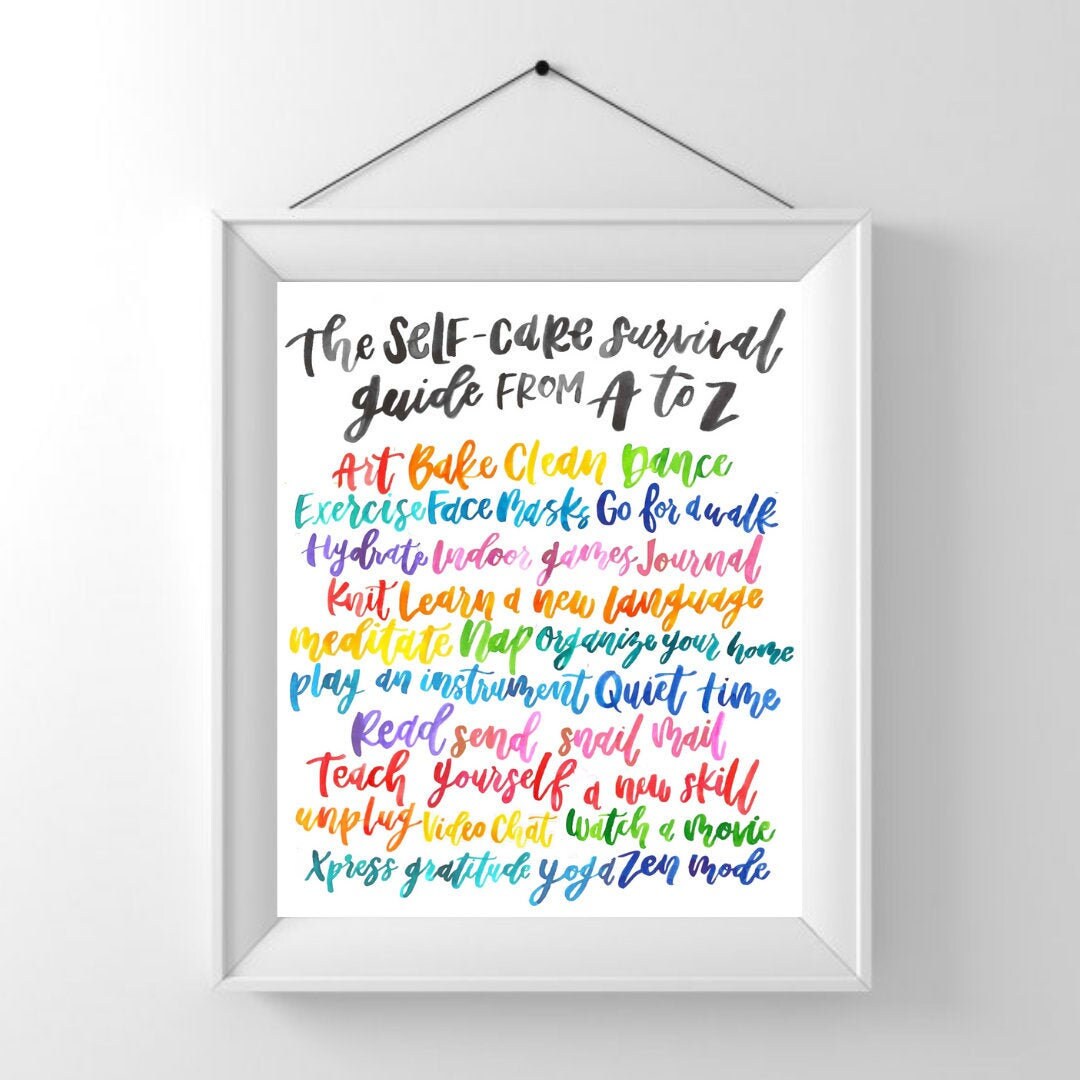 Self-care Survival Guide Print // Self-care Abc's, Self-care Watercolor ...