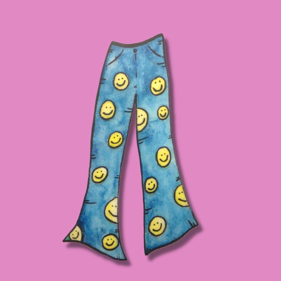 Positive Pants Sticker // Smiley Face Pants Sticker Hippie | Etsy