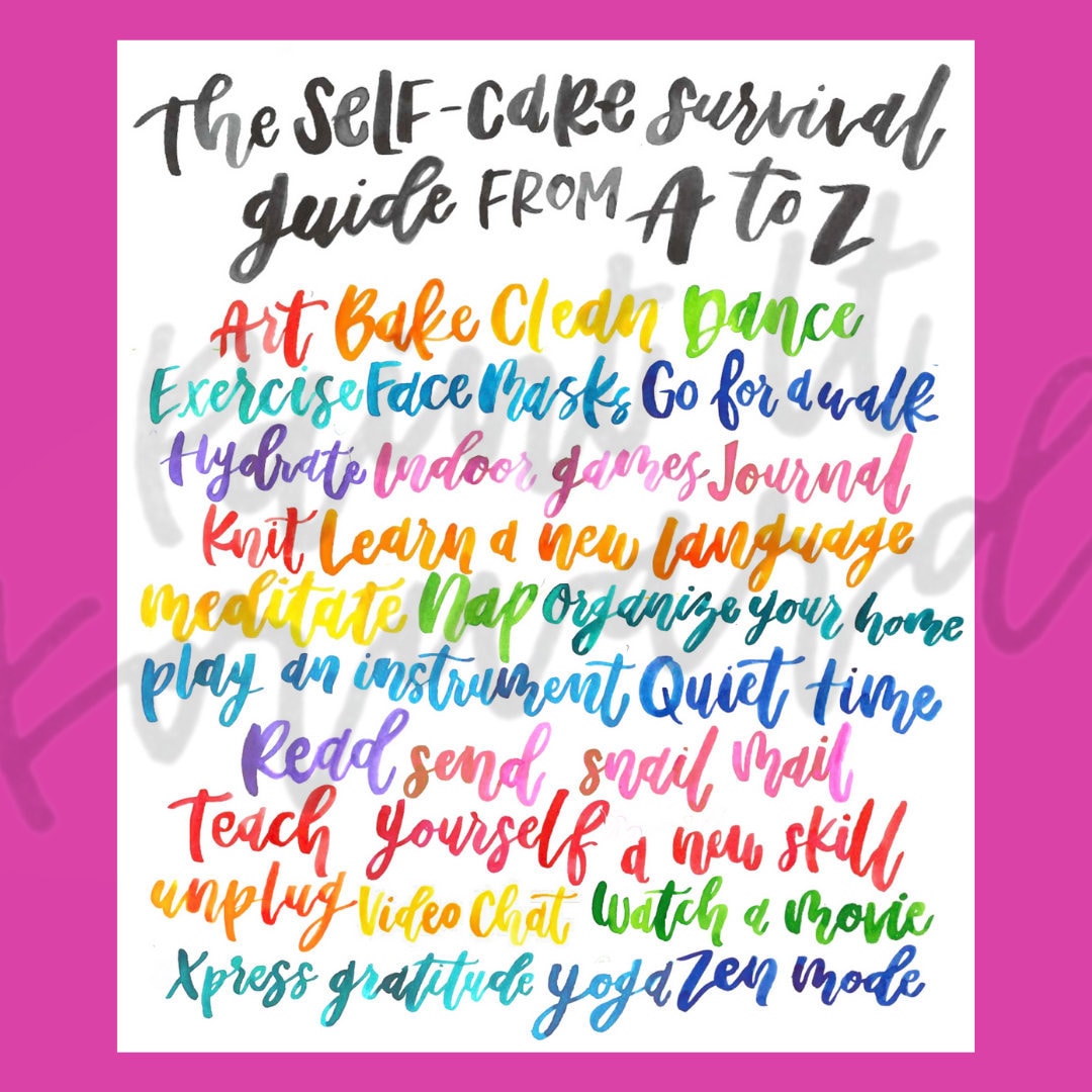 Self-care Survival Guide Digital Print // Self-care Abc's, Self-care ...