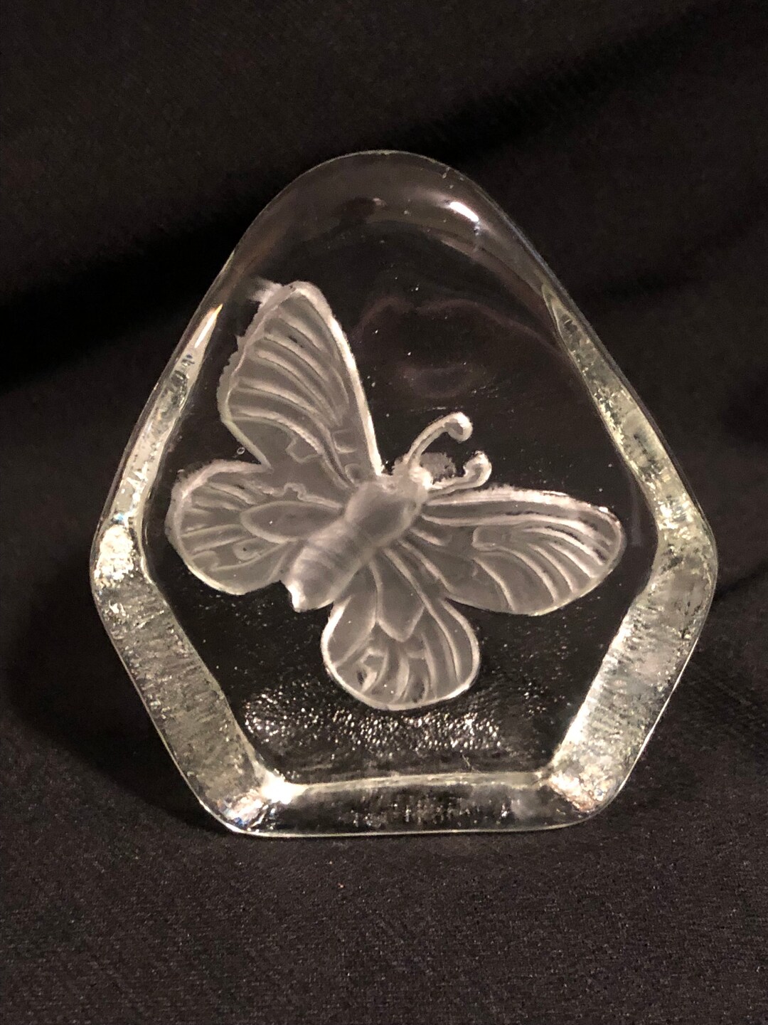 Vintage Retro Glass Butterfly Paperweight - Etsy
