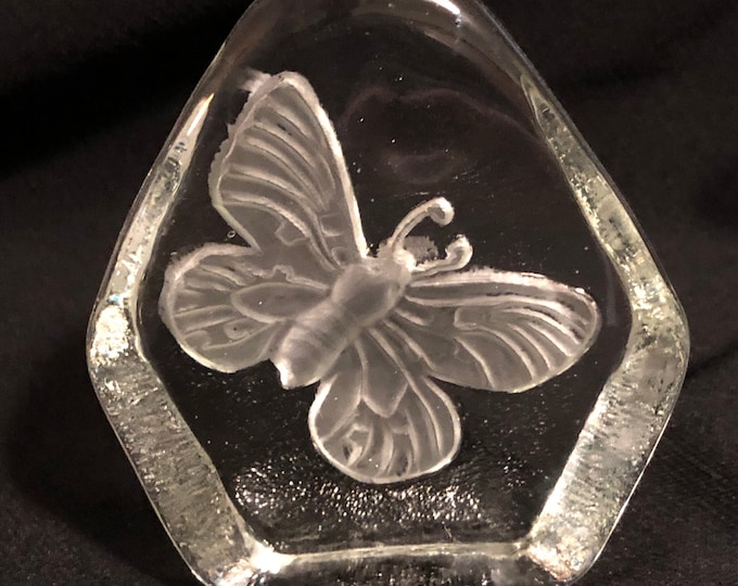 Vintage Retro Glass Butterfly Paperweight - Etsy