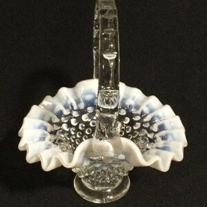 Vintage Fenton Glass Moonstone Pattern Hobnail Basket - Etsy