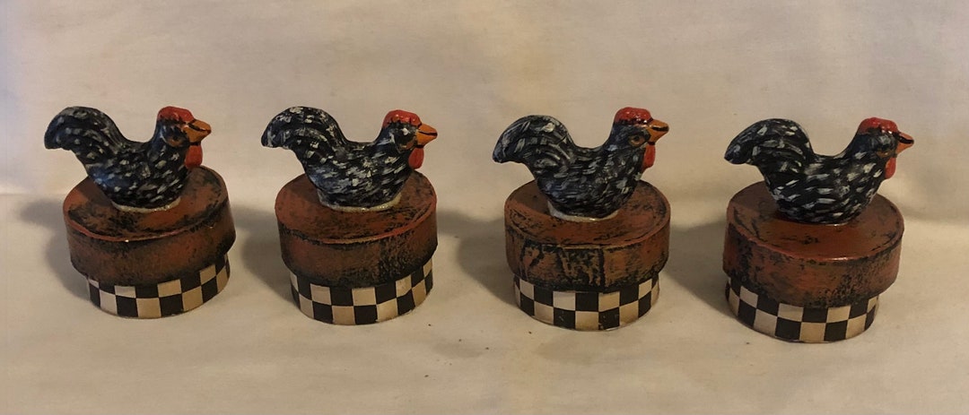 4 Silver Willow Miniature Checkered Chicken Trinket Boxes - Etsy