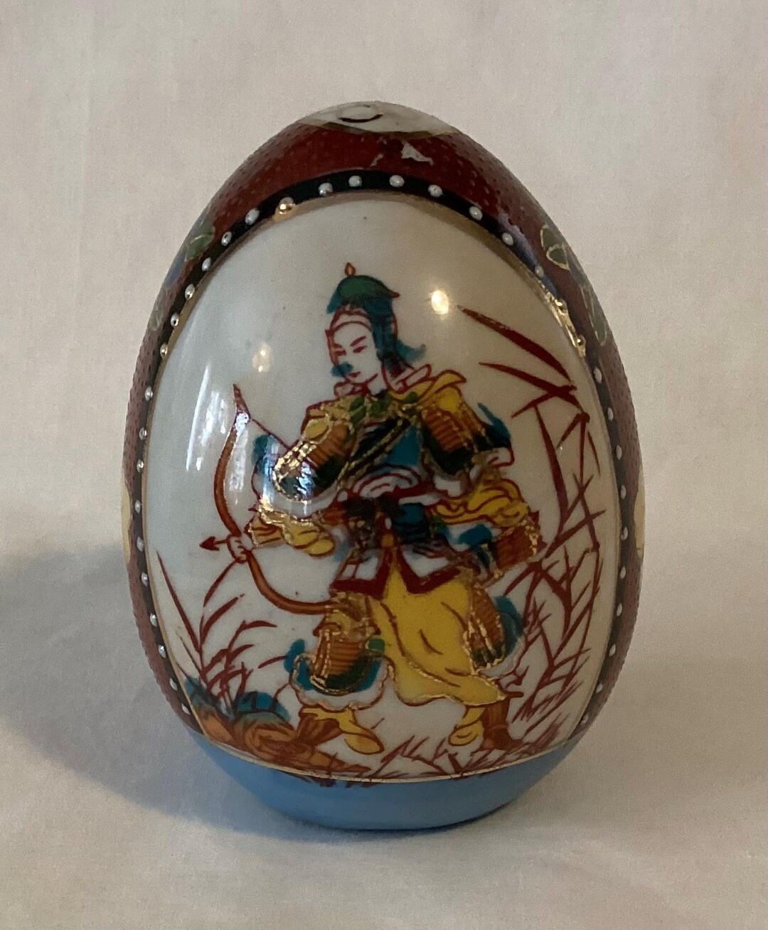 Vintage Satauma Painted Samurai With Bow Ceramic Egg - Etsy