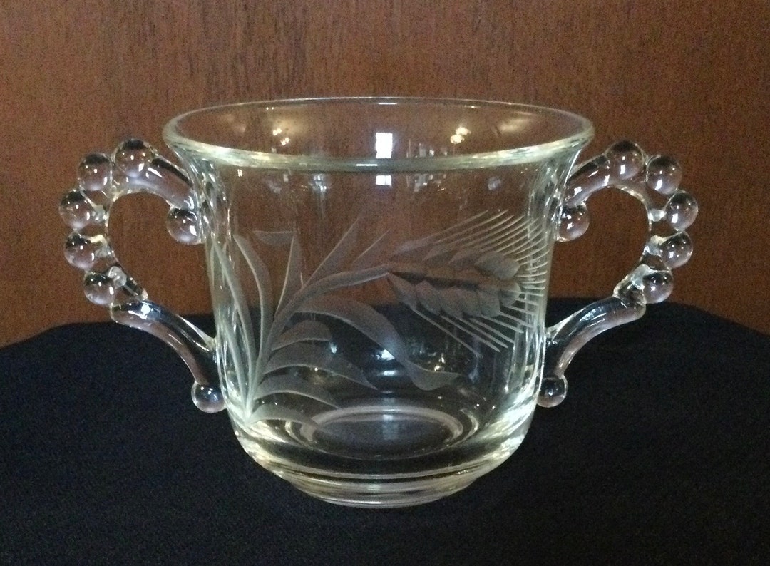 Vintage Clear Glass Etched Wheat Stalk Sugar Bowl - Etsy