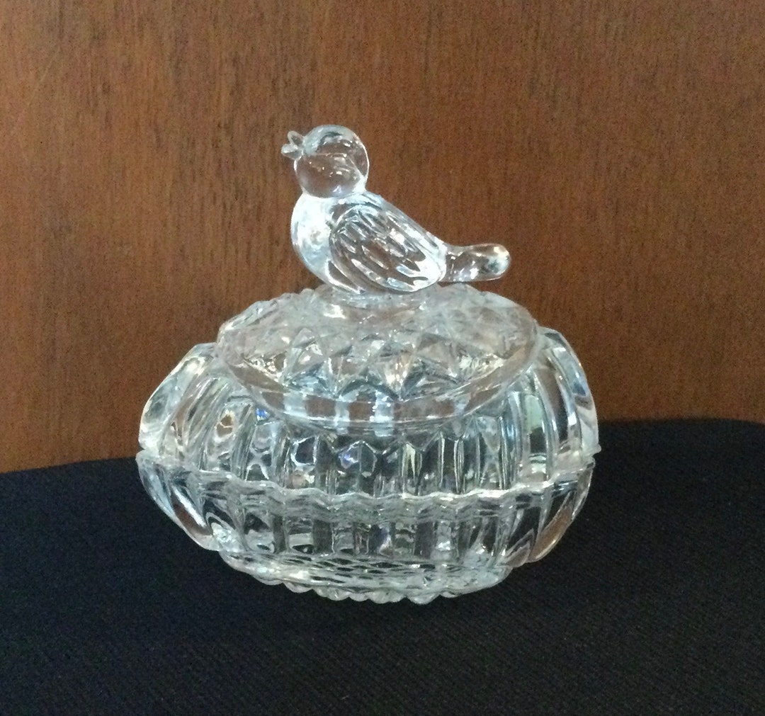Vintage Hofbauer Crystal Glass Bird on Egg Trinket Box - Etsy