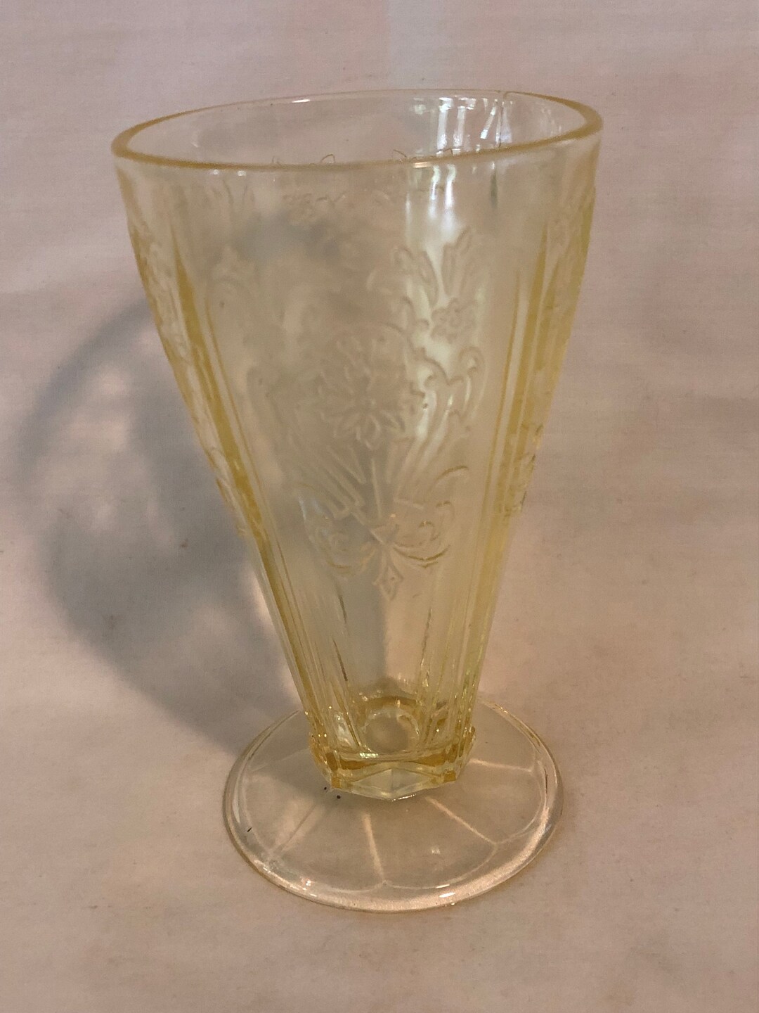 Antique Yellow Depression Glass Panelled Aster Primo Footed Tumbler - Etsy
