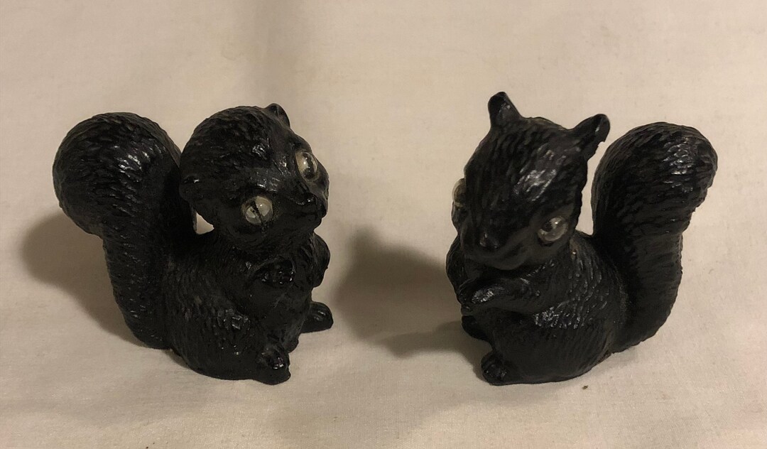 2 Vintage Handcrafted Coal Squirrel Figurines W/ Squiggly Eyes - Etsy
