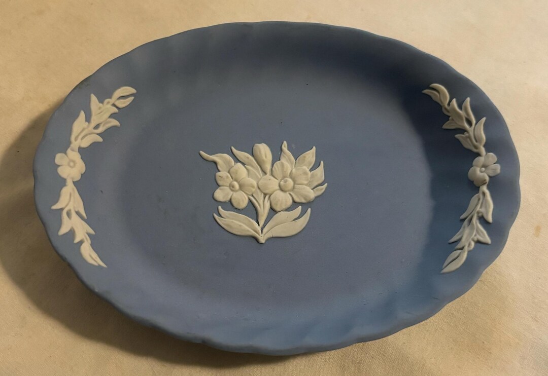Vintage Wedgwood Blue Jasperware Flower Pattern Tray - Etsy
