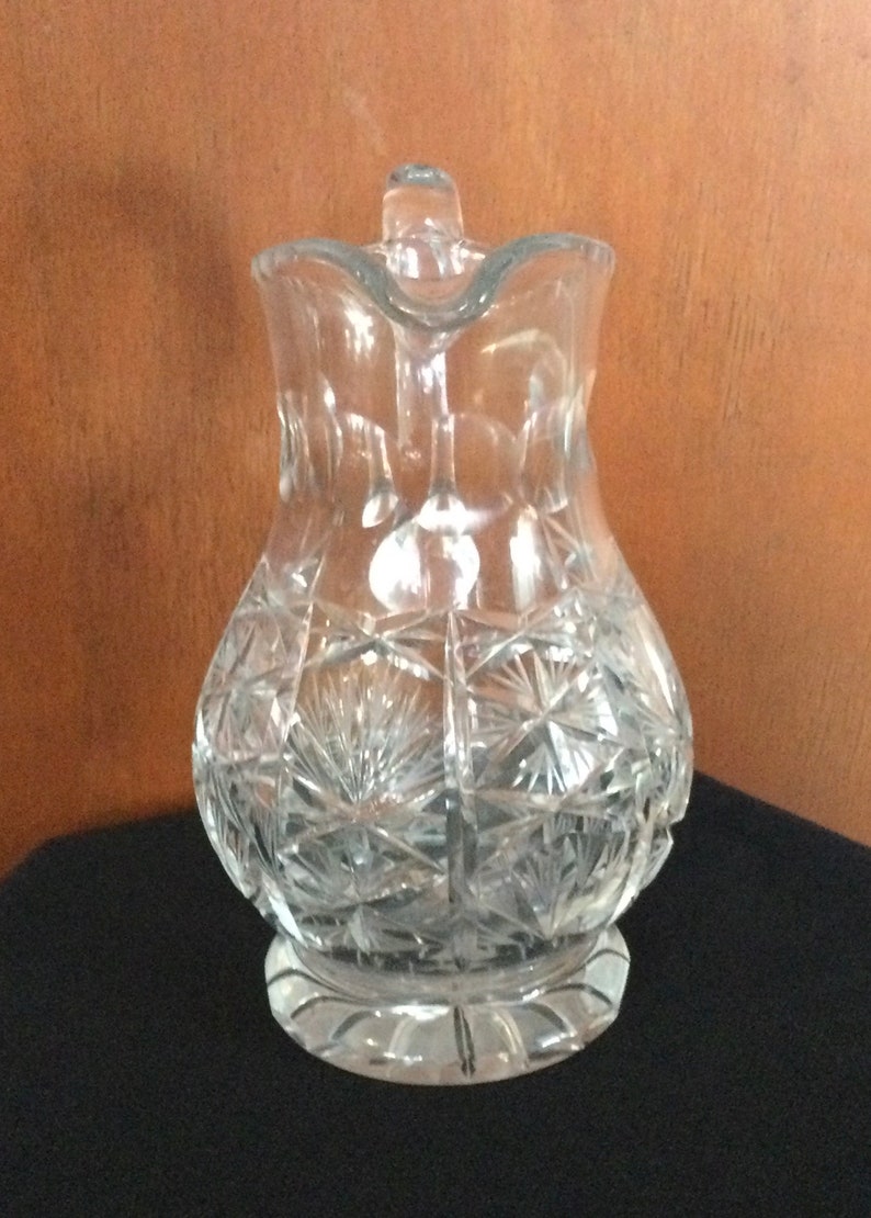 Vintage Cut Crystal Glass Starburst Pattern 7 1/4 Pitcher | Etsy
