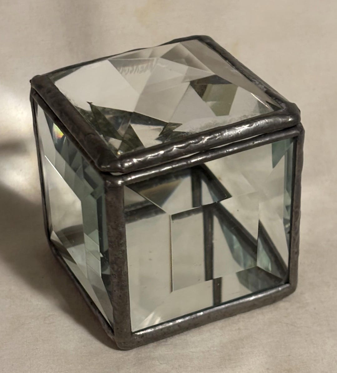 1989 Saul Farber Glass Cube Shaped Beveled Glass Prism Lidded Box - Etsy