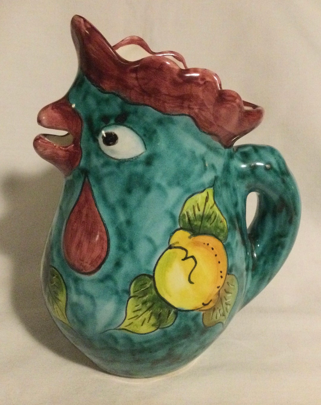 Cer Casetta Vietri Italian Art Pottery Lemos & Lime Rooster Pitcher - Etsy