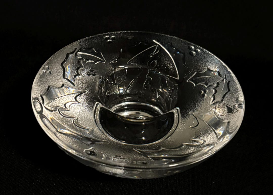 Orrefors Christmas Holly Pattern Candleholder - Etsy