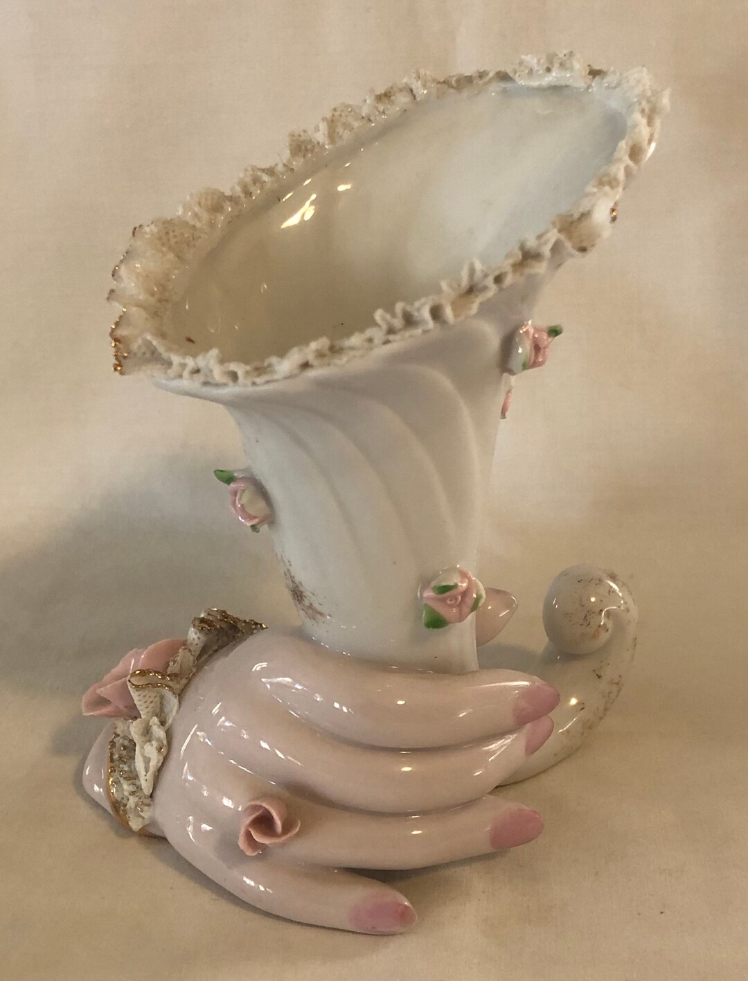 Vintage Figural Hand Grasping Cornucopia Vase as Is - Etsy