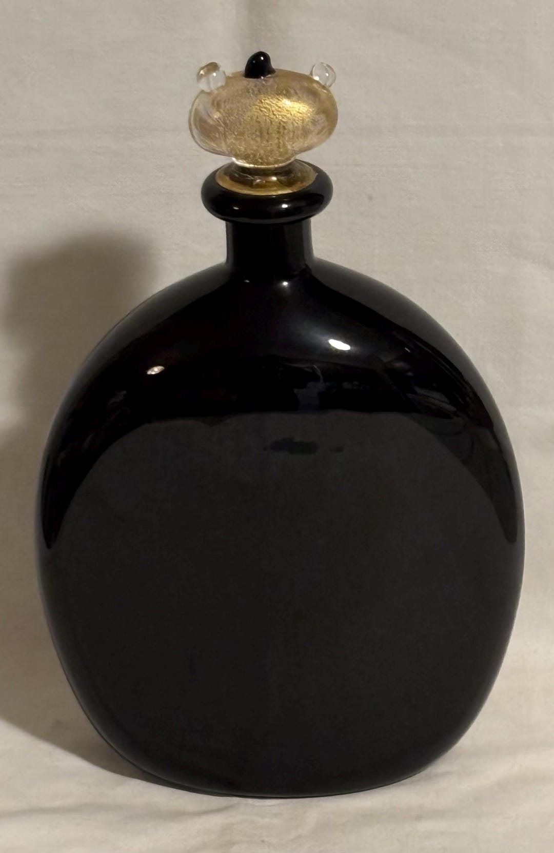 Cenedese & Albarelli Modernistic Black Glass Bottle W/ Surrealistic ...