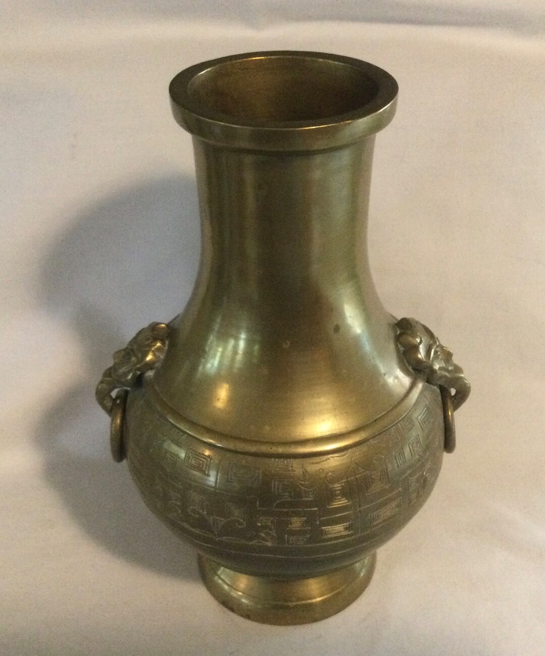 Antique Chinese Bronze Vase W/ Lion Headed Handles - Etsy