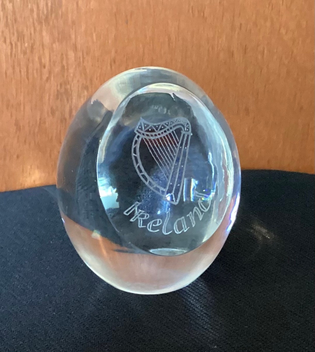 Vintage Etched “ Ireland “ Clear Glass Paperweight - Etsy