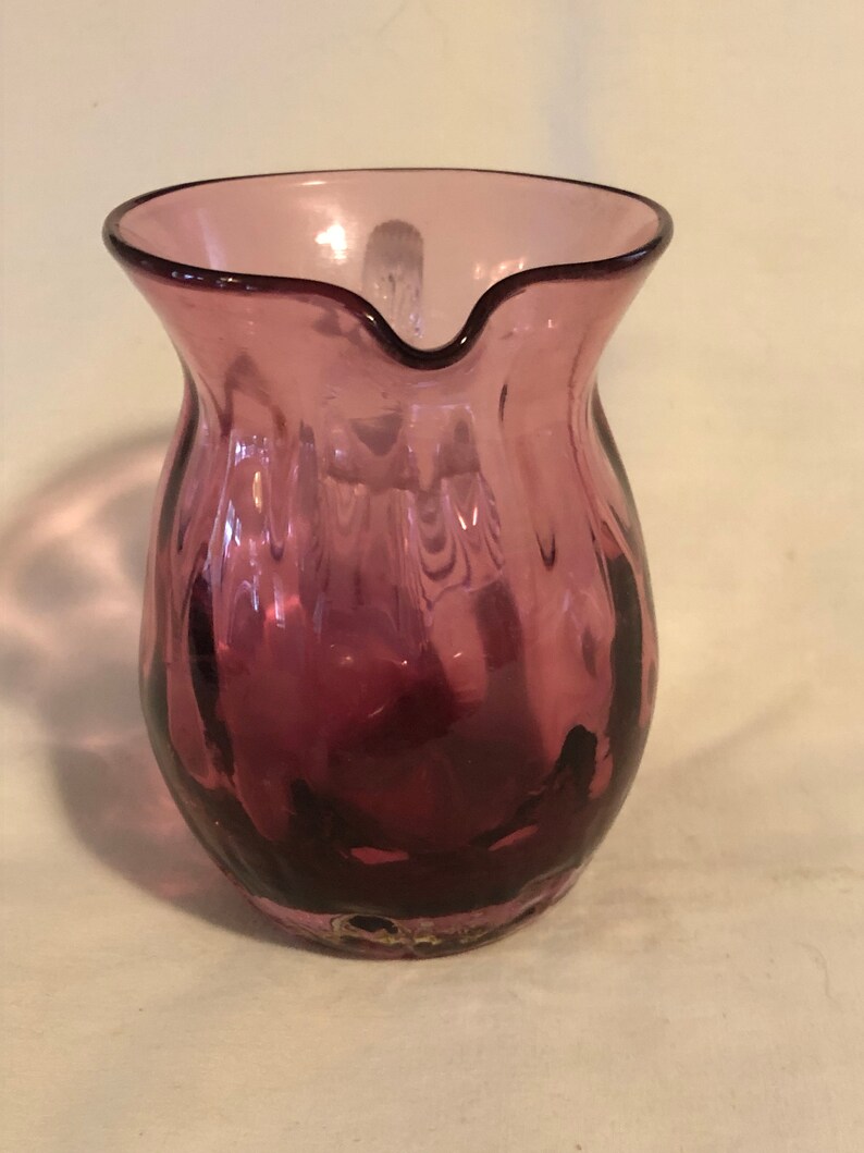 Vintage Pilgrim Cranberry Glass Pitcher W/ Ribbed Crystal Handle - Etsy