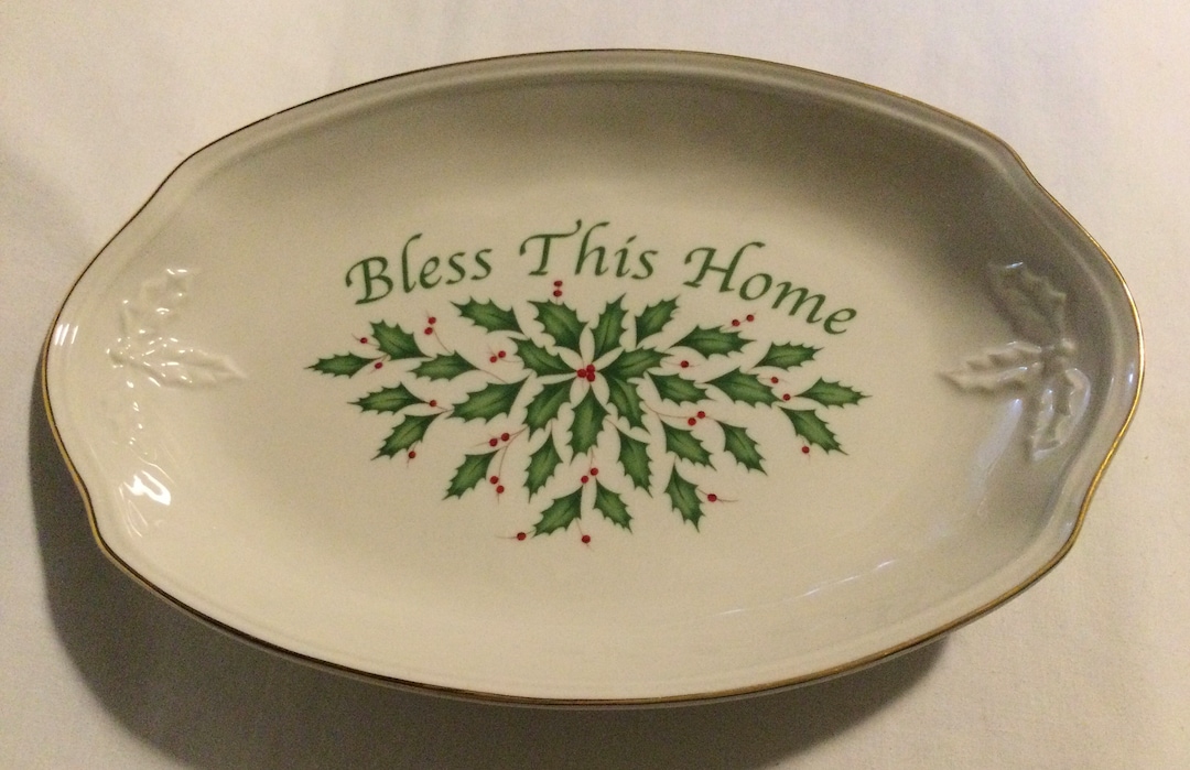 Lenox Dimension Collection Holiday Pattern Bless This Home Bowl - Etsy
