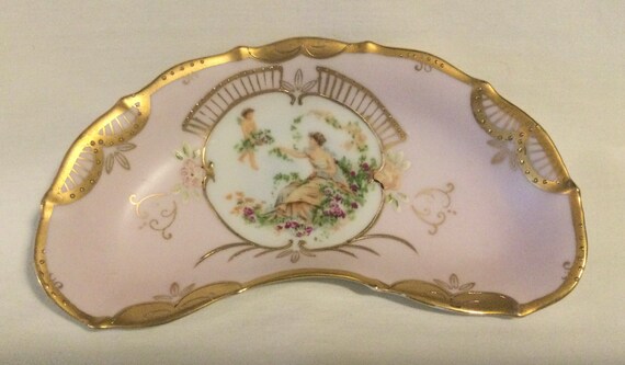 Vintage Romantic Scene Cherub & Lady Bone Dish - Etsy