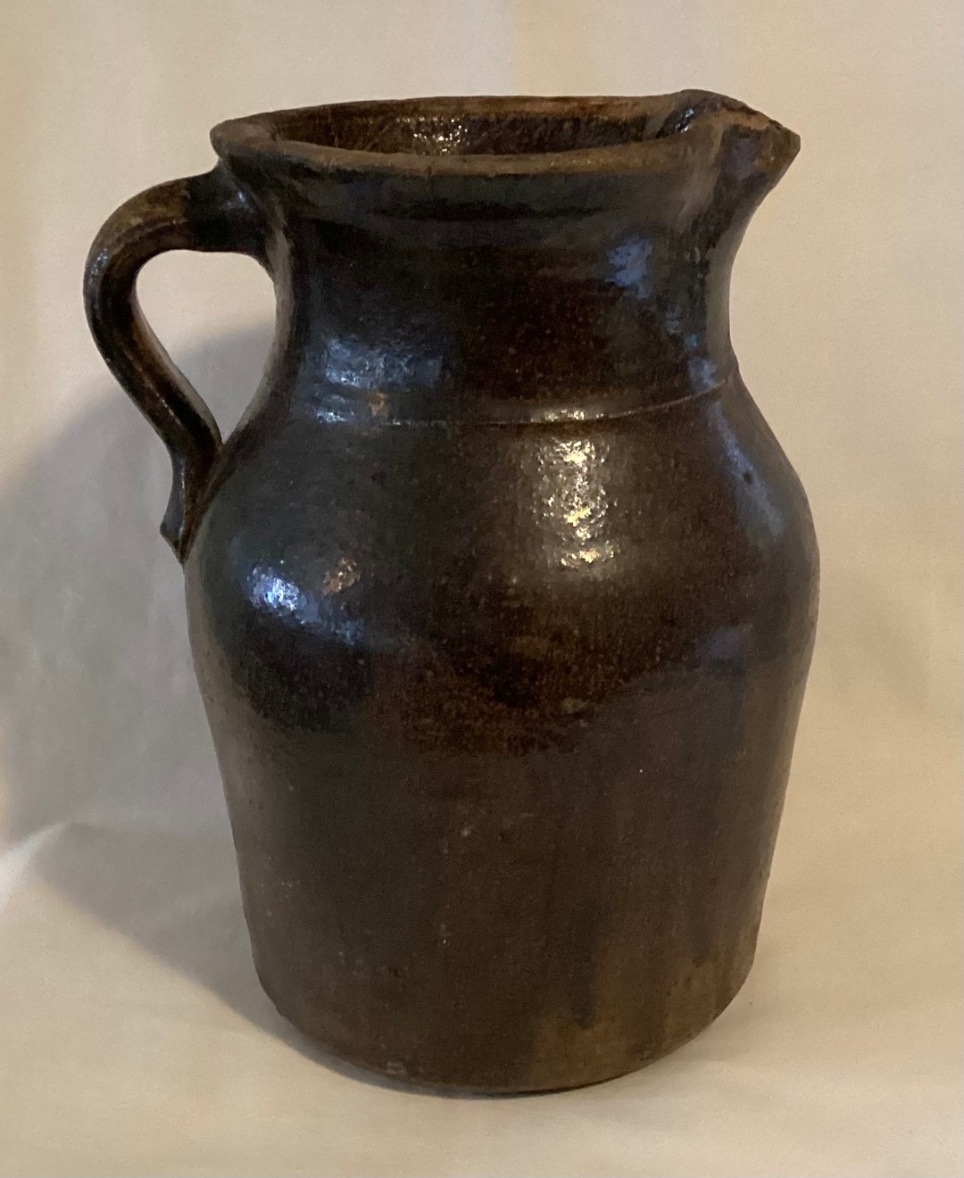 Antique Brown Glaze Stoneware Pitcher - Etsy