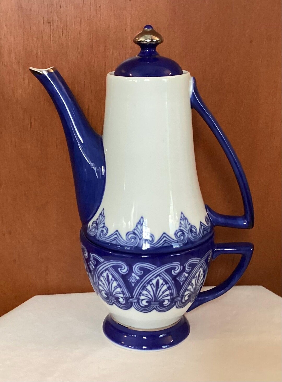 Vintage Bombay Porcelain Tile Pattern Single Serve Teapot and Cup Set ...