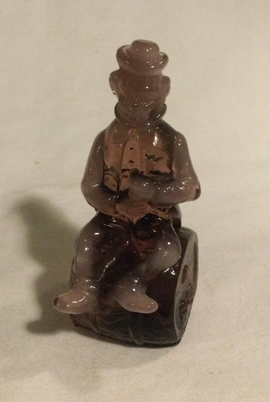 1982 Moser Glass Purple Slag Glass Circus Clown on Barrel Rufus ...