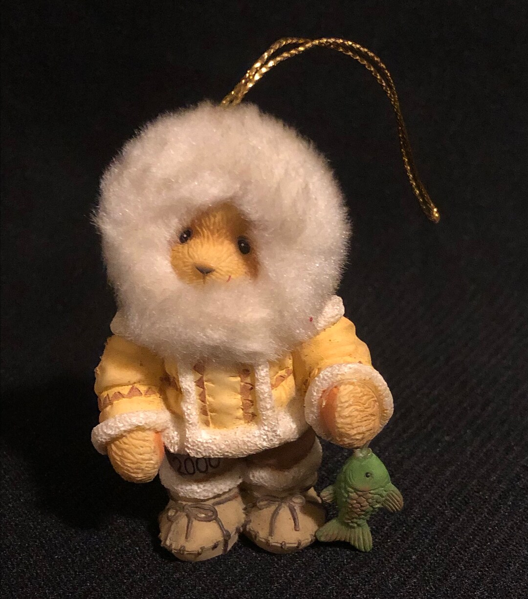 2000 Cherished Teddies Eskimo Ice Fisherman W/ Fish Christmas Ornament ...