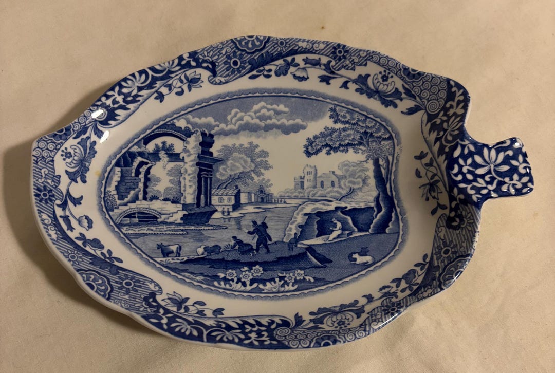 Spode Blue Italian Pattern Leaf Shaped Tray - Etsy