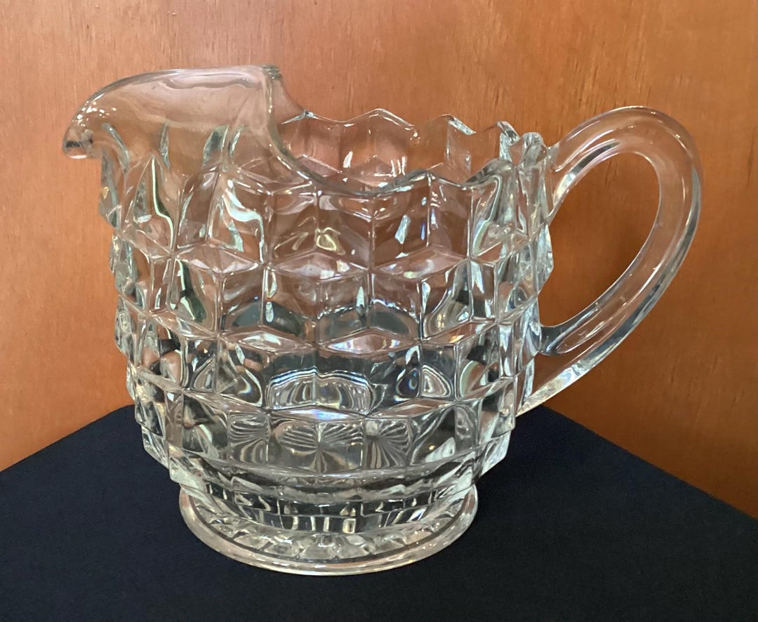 Vintage Fostoria American Clear Cube Pattern Glass Pitcher - Etsy