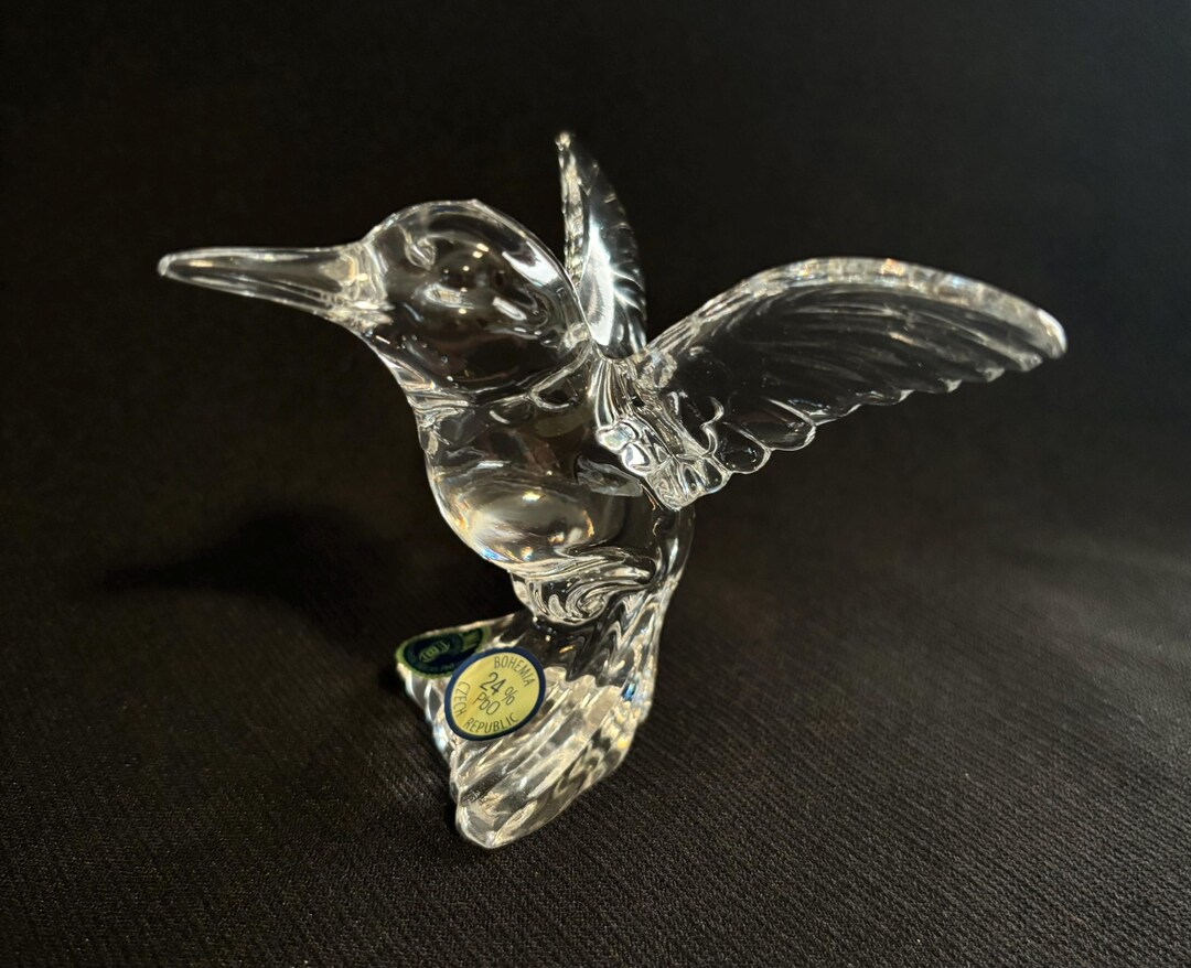 Vintage Bohemia Crystal Hummingbird Figurine - Etsy