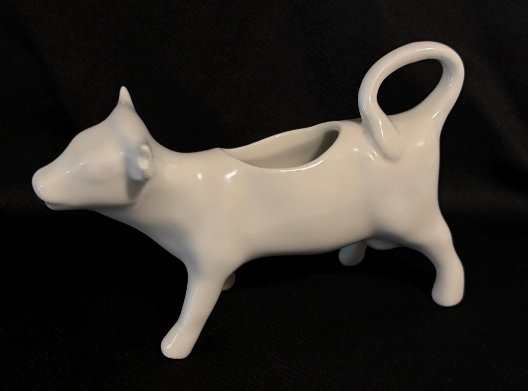 Vintage Apilco France White Porcelain Figural Cow Creamer - Etsy