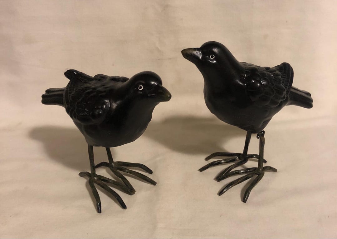 2 Halloween Raven Figurines - Etsy