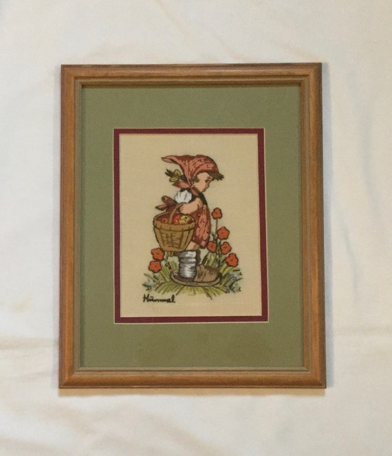 Vintage Hummel Framed Peasant Girl Embroidery - Etsy