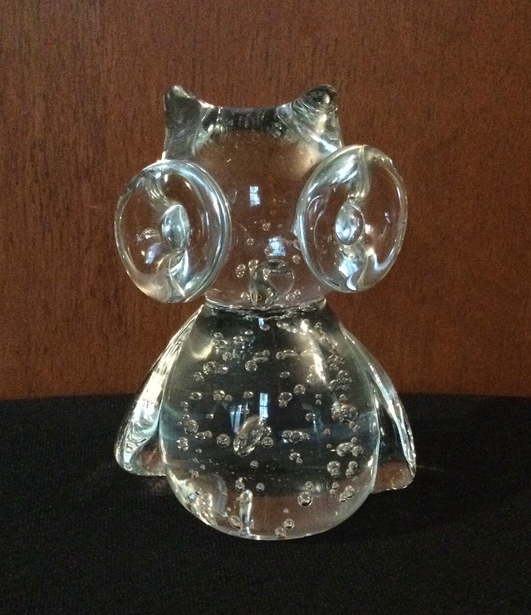 Vintage Clear Glass Owl Figurine Paperweight Etsy