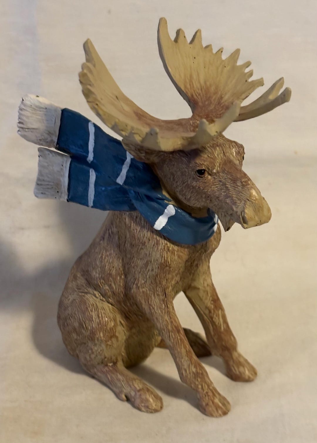 Vintage Sitting Moose W/ Blue & White Striped Scarf Figurine - Etsy