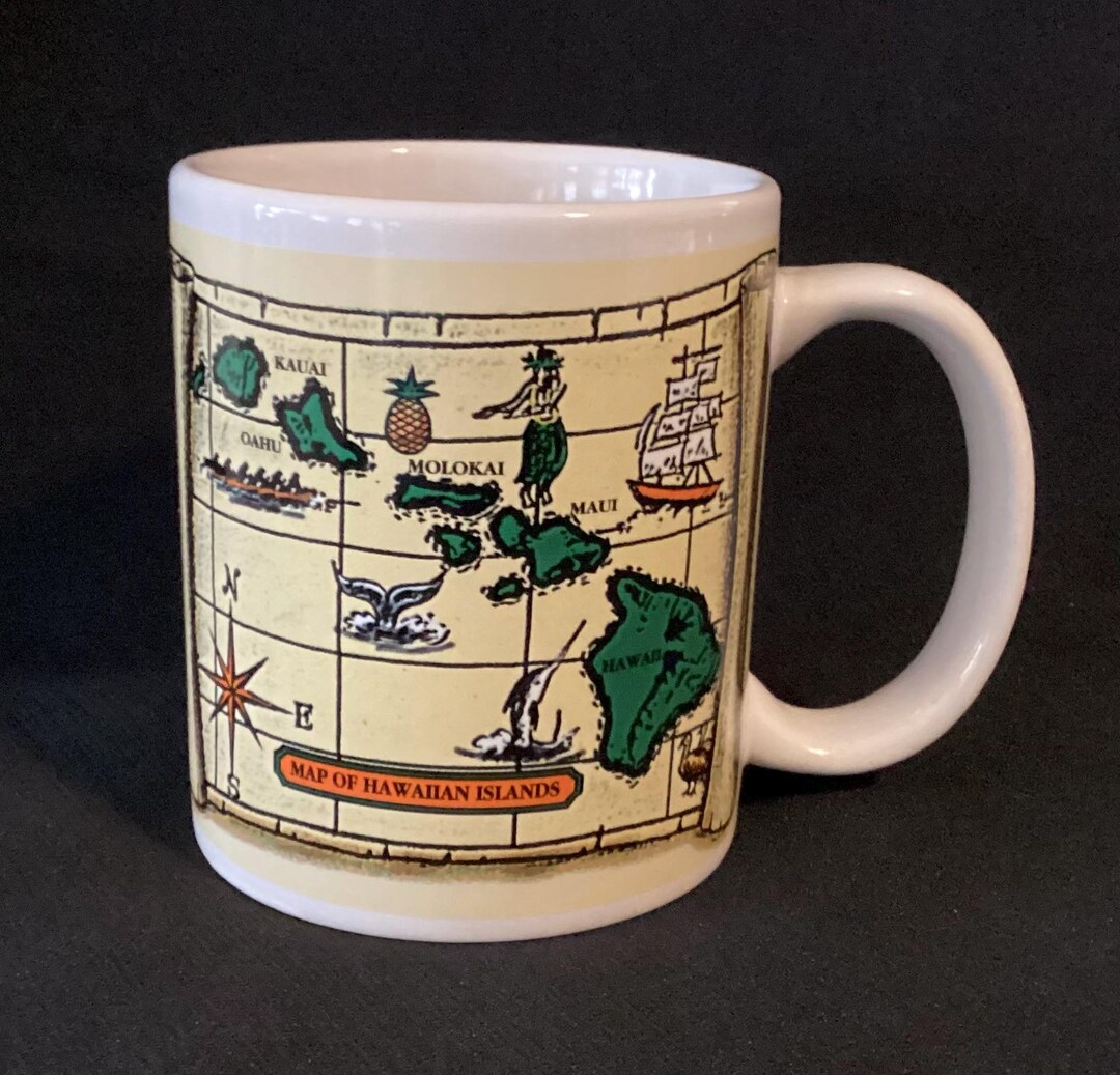 Vintage Island Heritage Map of Hawaiian Islands Mug - Etsy